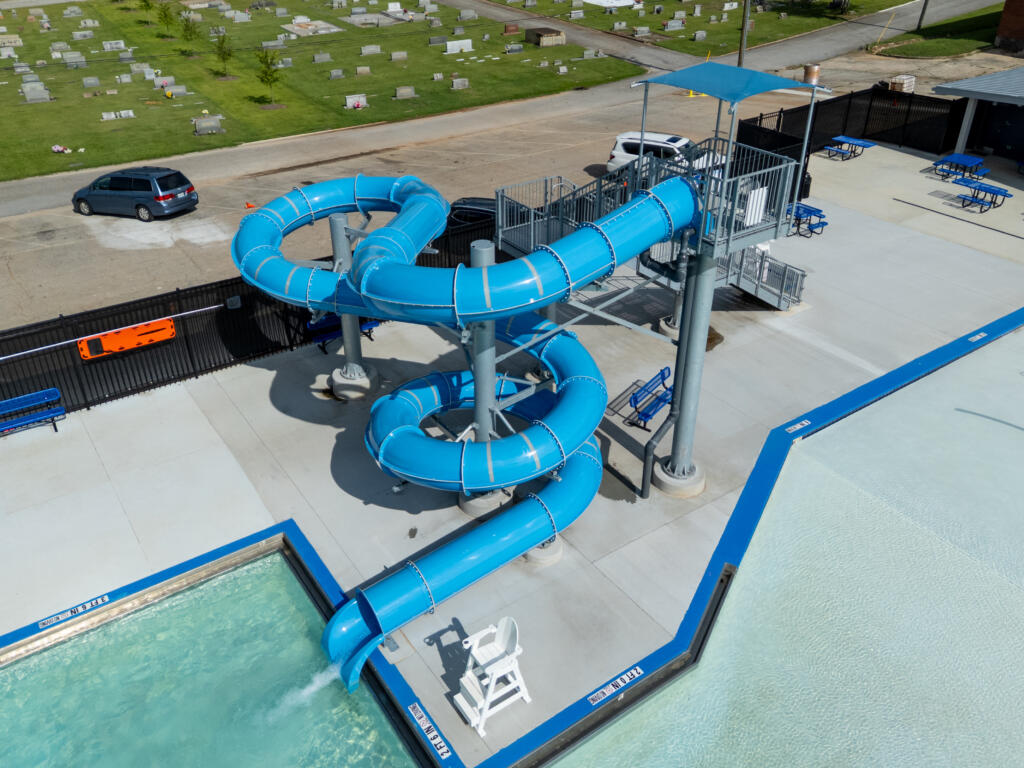 Sixty year old pool refurbished with Vortex aquatic play